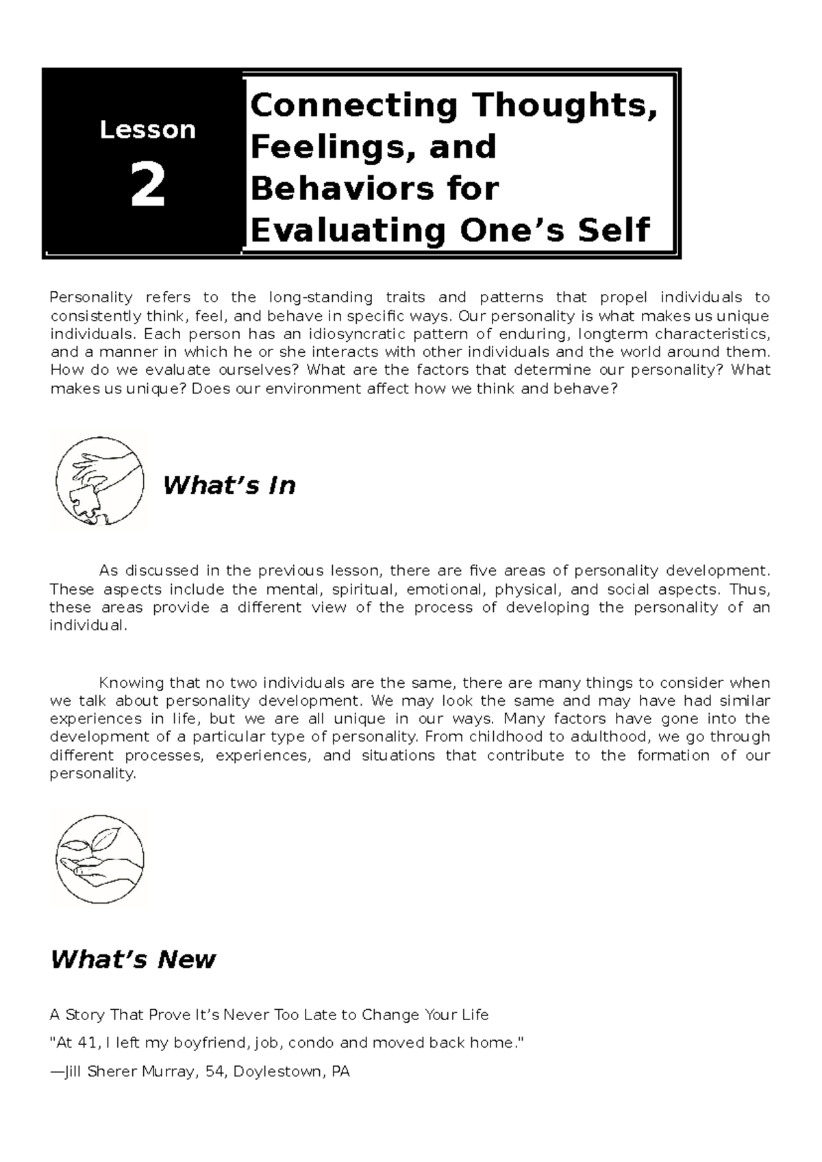Connecting Thoughts, Feelings, and Behaviors in Personality Development ...
