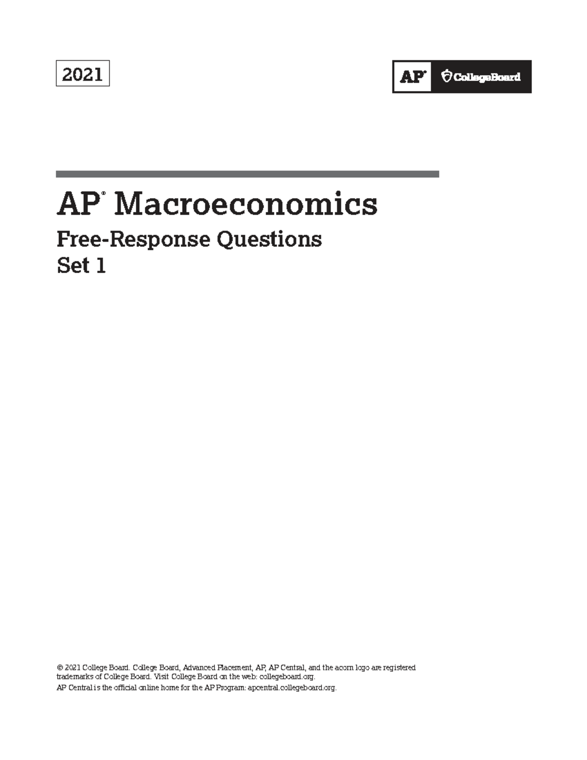 AP 2021 Macroeconomics Exam Questions Set 1 - College Board - Studocu