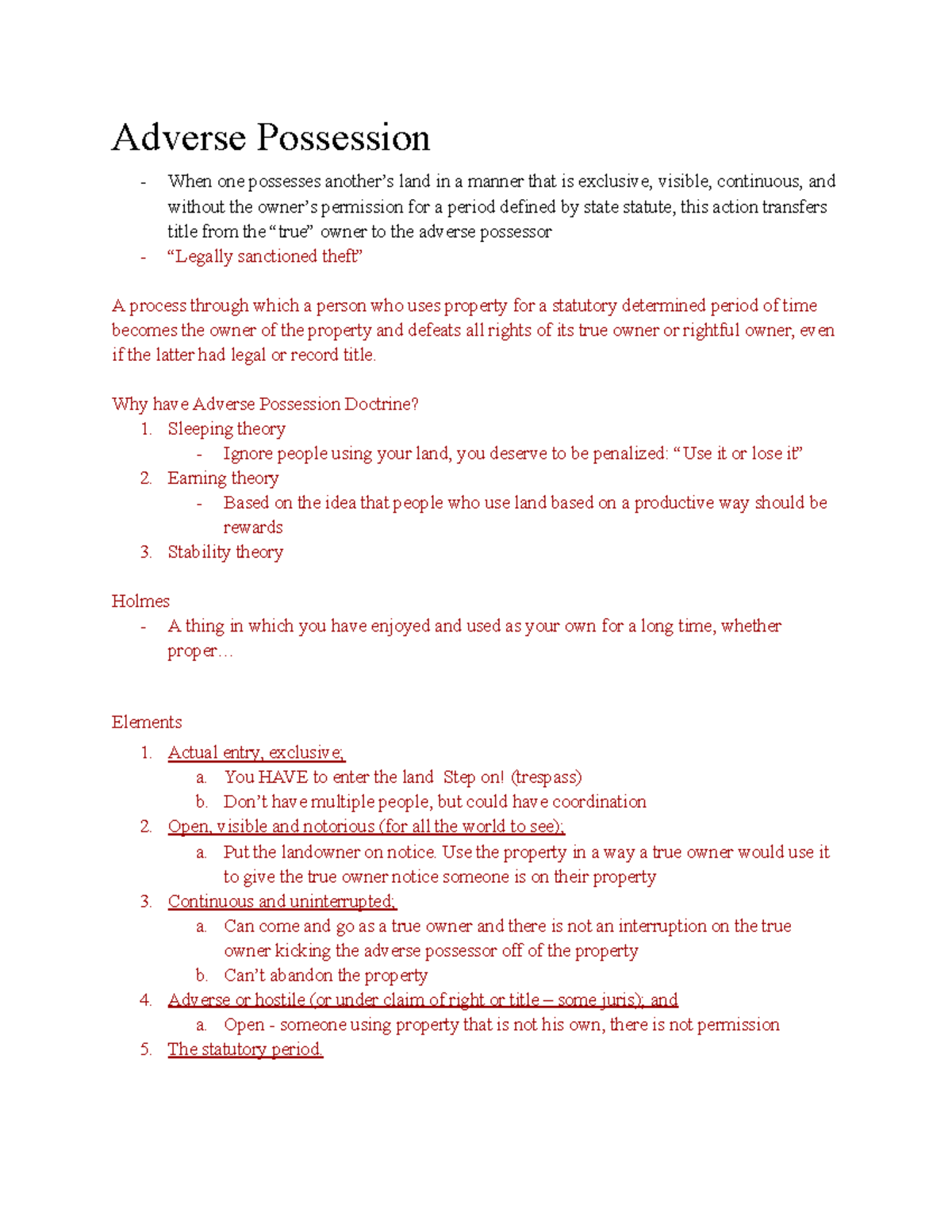 Adverse Possession Doctrine: Elements, Cases, and Legal Justifications ...