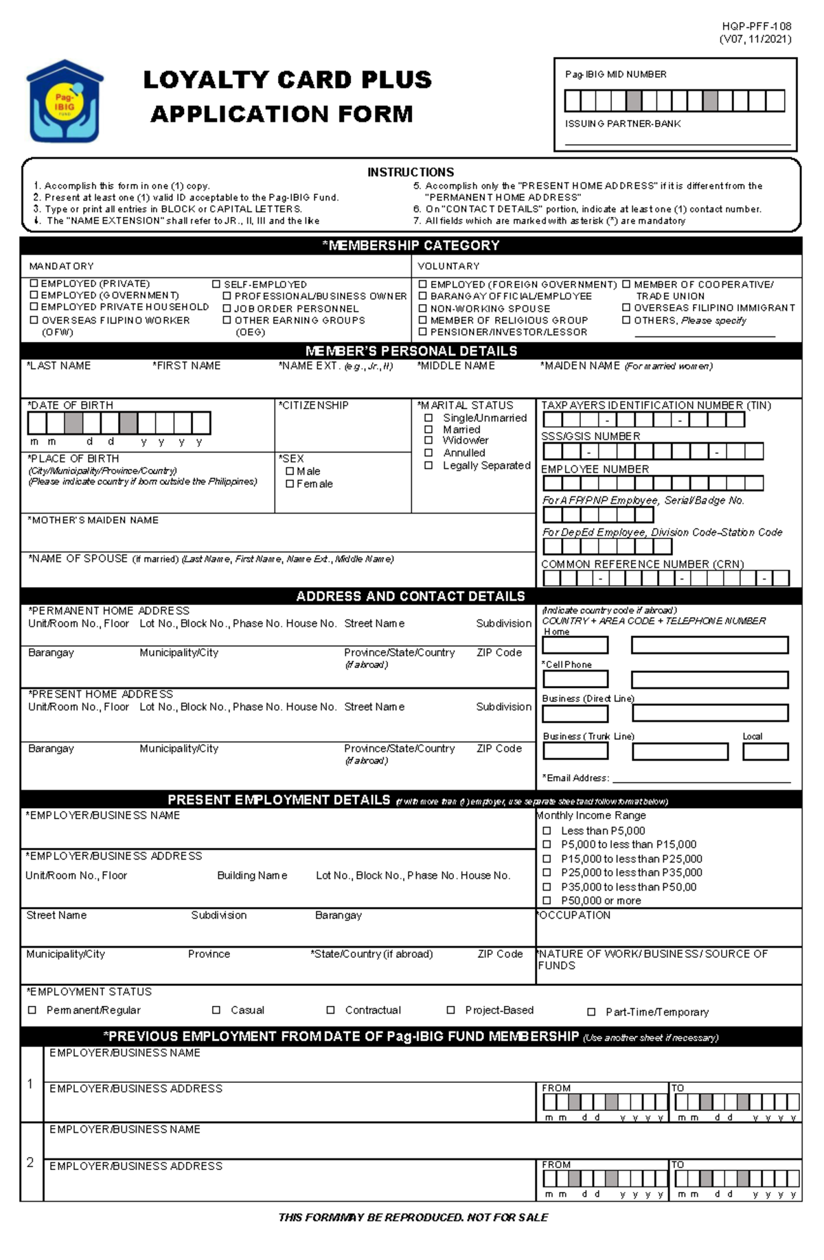 (V07) MID: Loyalty Card Plus Application Form Instructions - Studocu