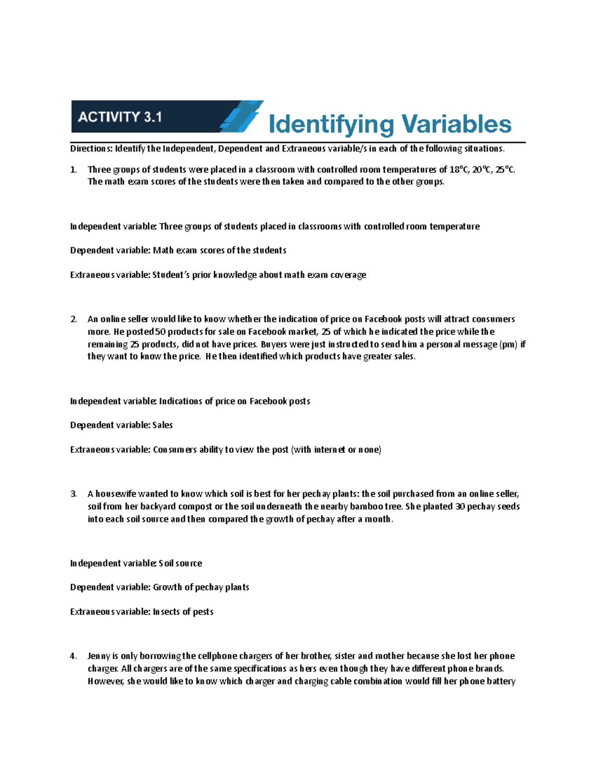 Activity 3 - research variables answer identifying variables ...