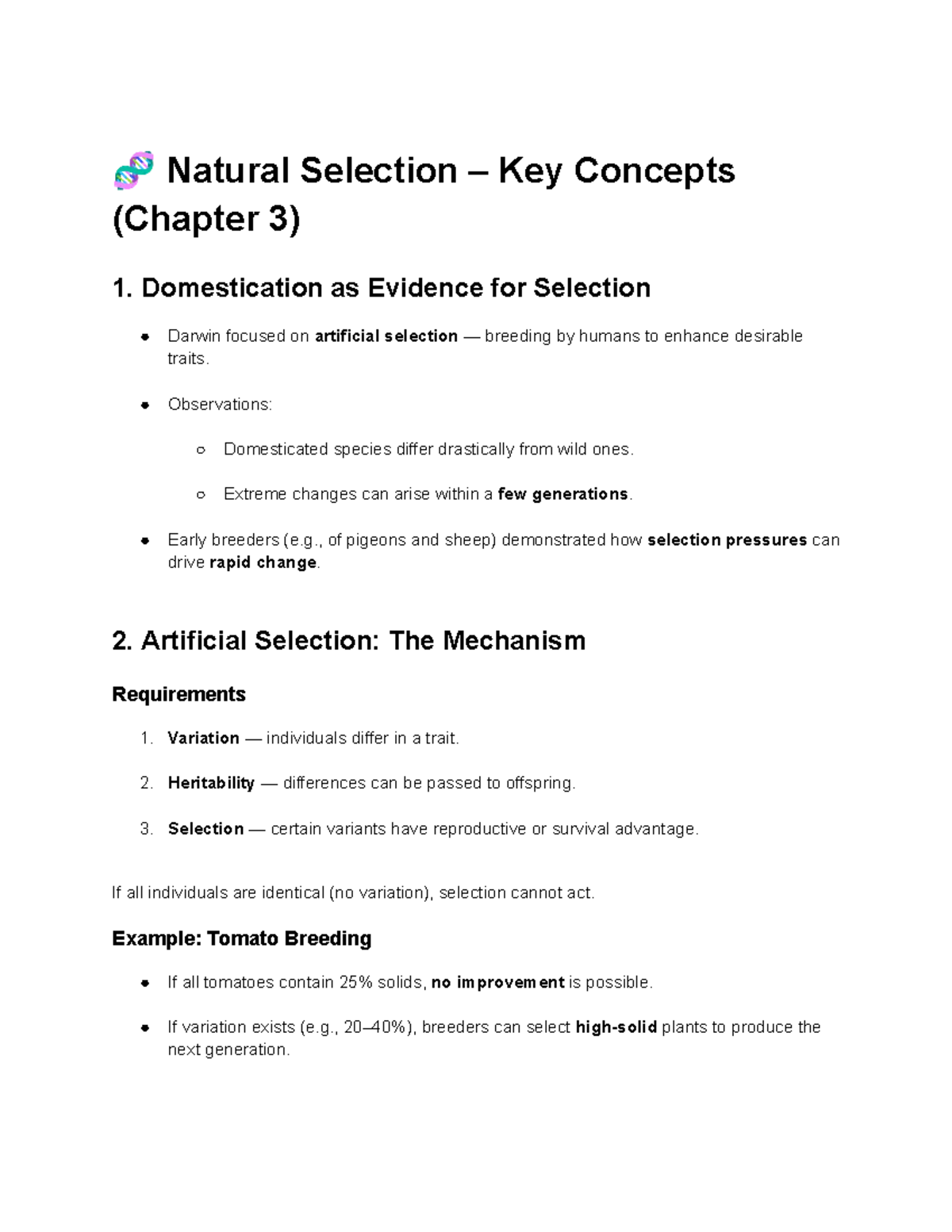 Natural Selection: Key Concepts and Evidence (Biology 101, Ch. 3) - Studocu