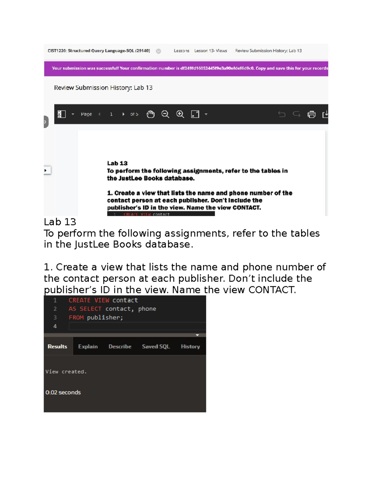 Lab 13 - Homework on Database Views and Constraints - Studocu