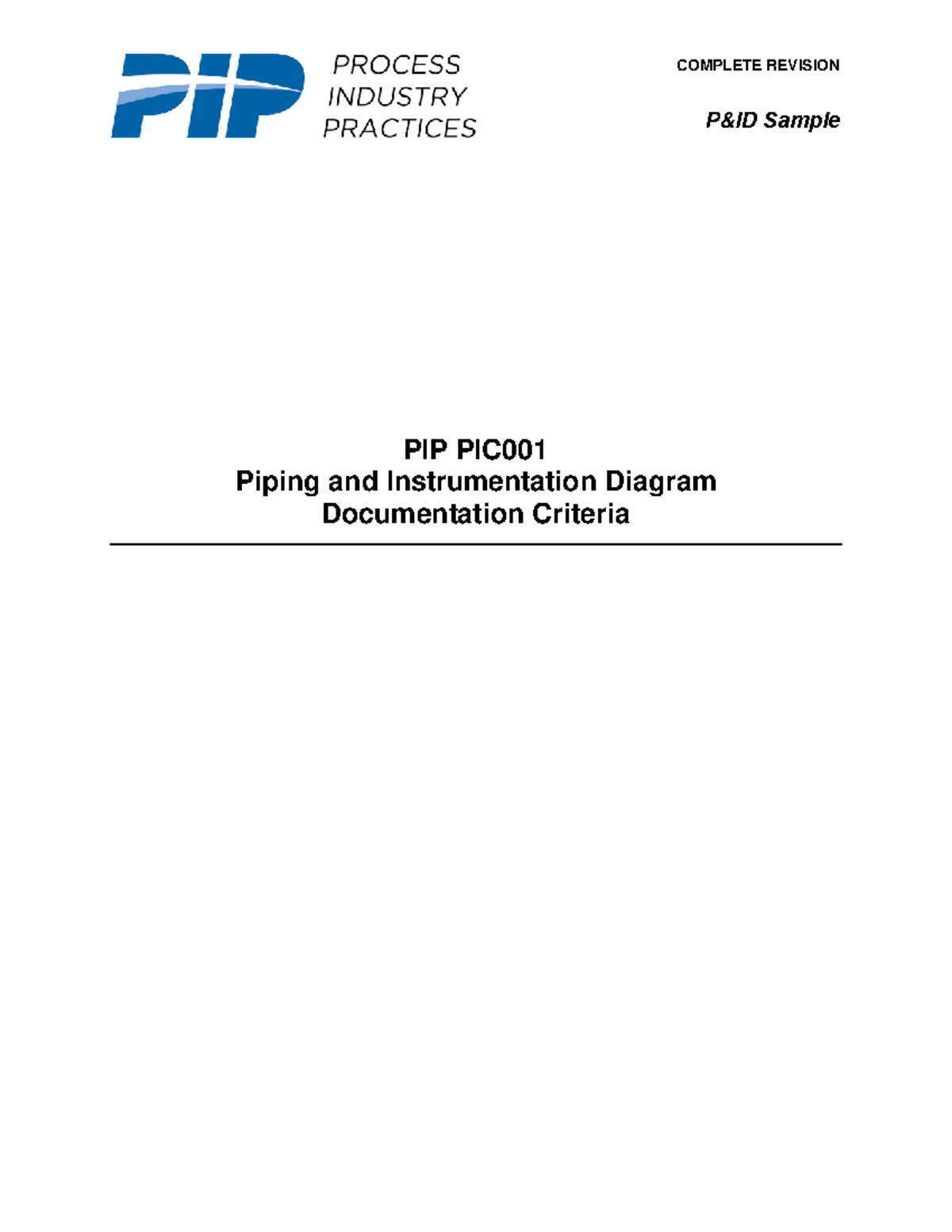 PIP PIC001 Complete Revision: Piping & Instrumentation Diagram ...