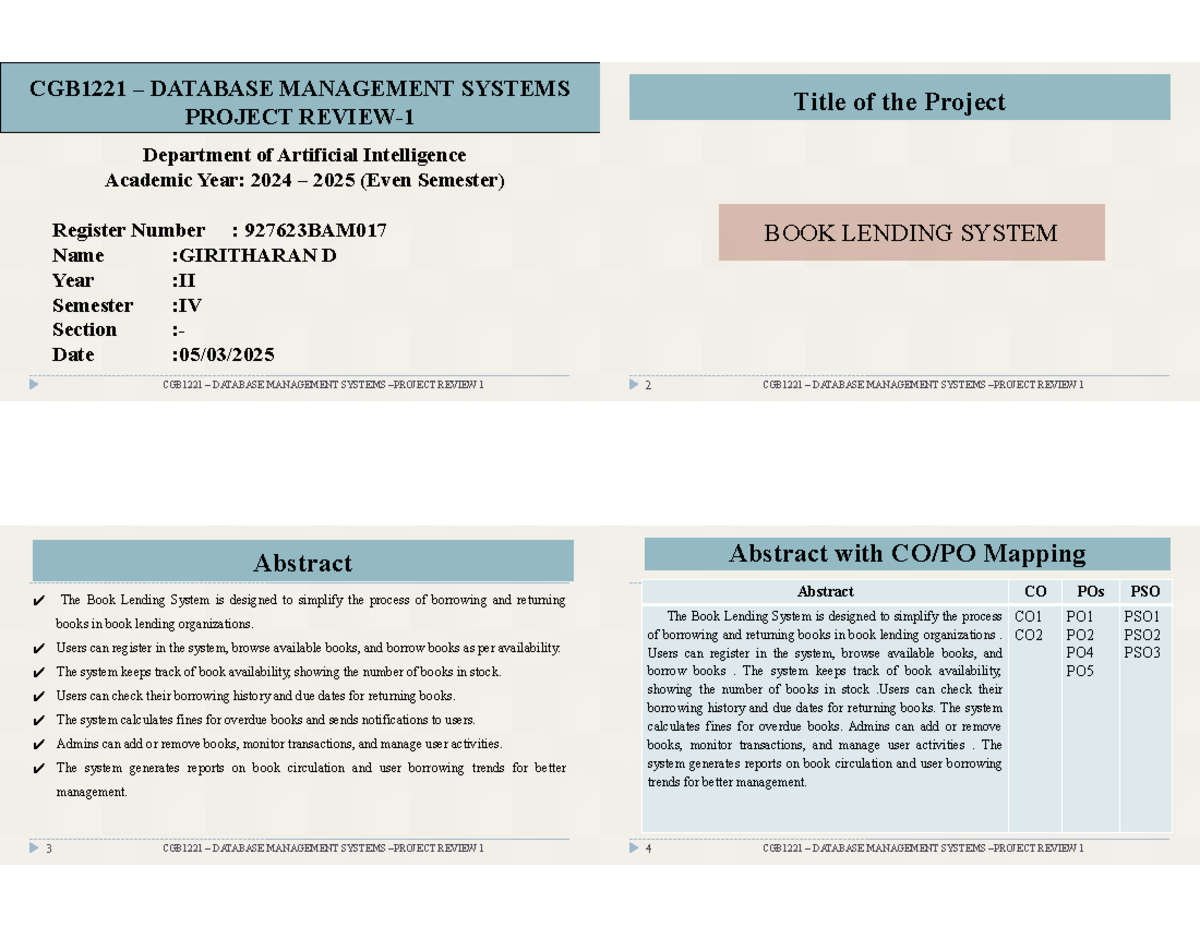 CGB1221 DATABASE MANAGEMENT SYSTEMS PROJECT: Book Lending System ...