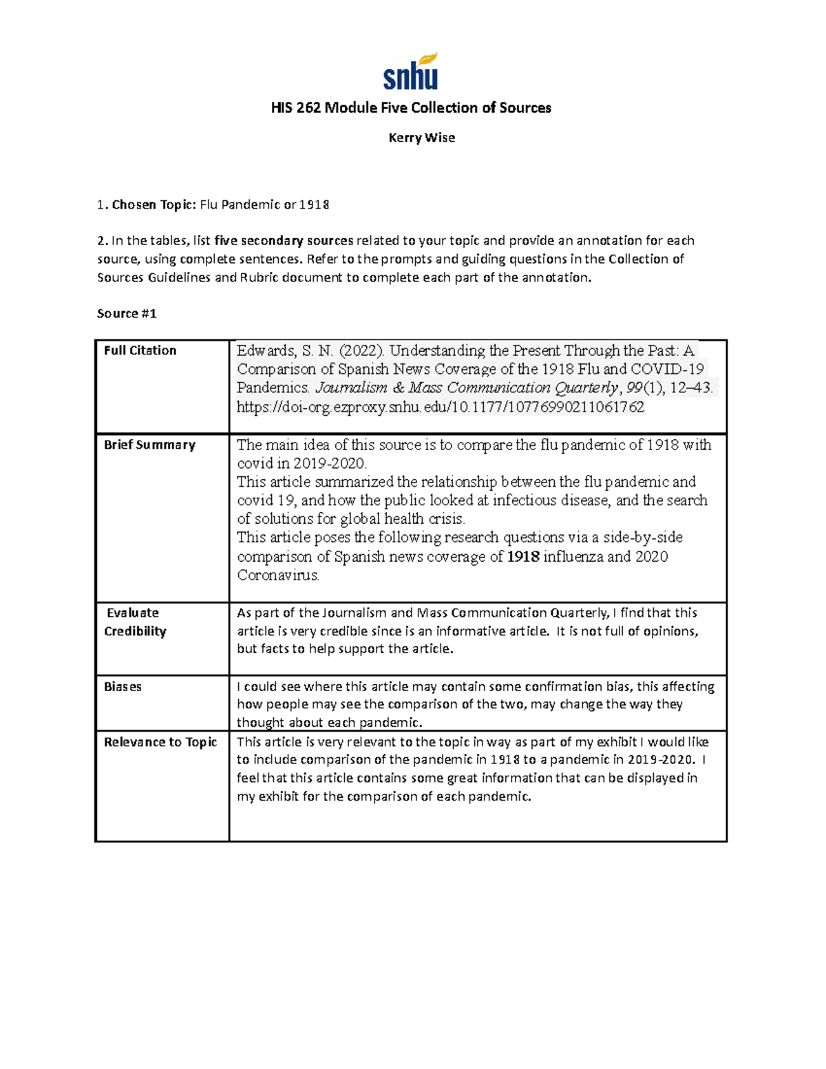HIS 262 Module Five Source Collection on the 1918 Flu Pandemic - Studocu