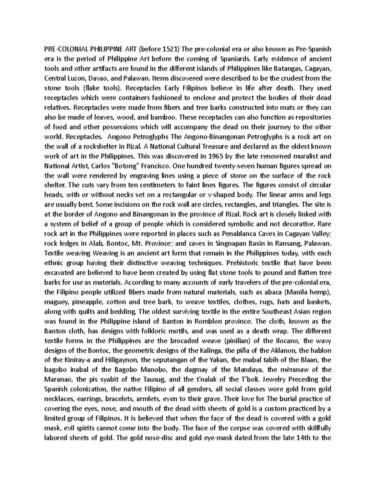 GED 109 Lecture 16: Pre-Colonial Philippine Art and Culture Overview ...