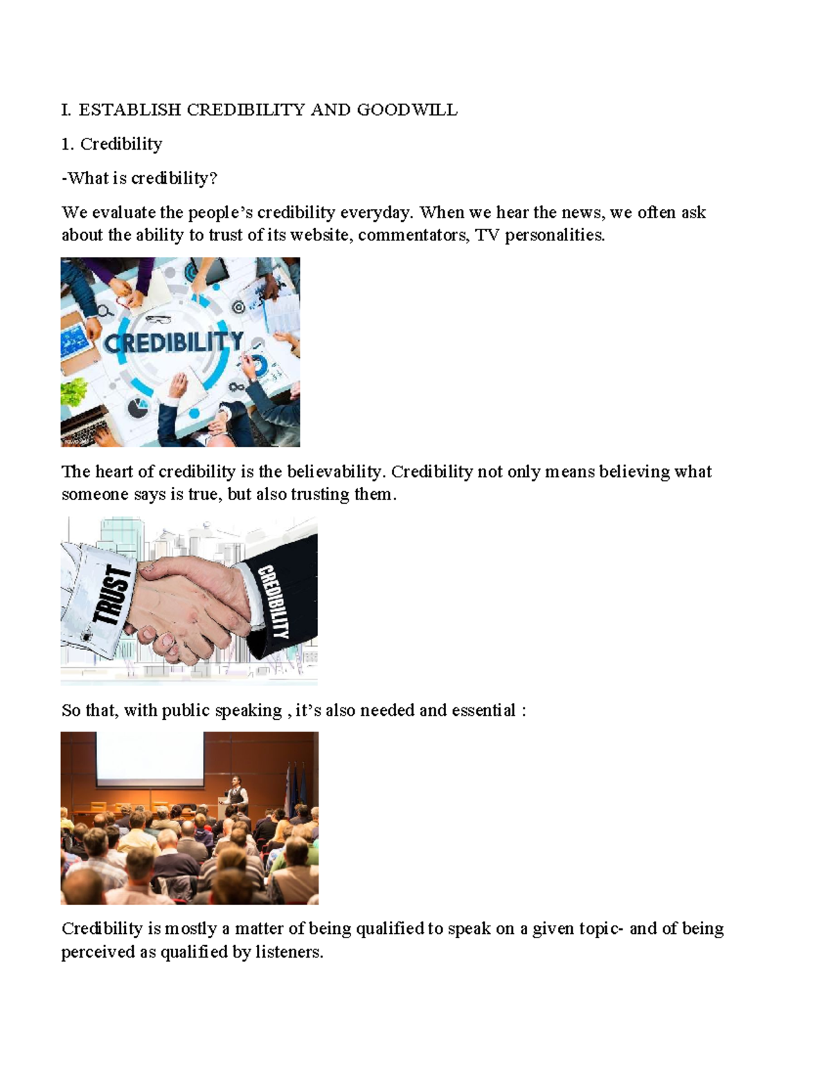 2P CUỐI: Establishing Credibility in Public Speaking - Studocu