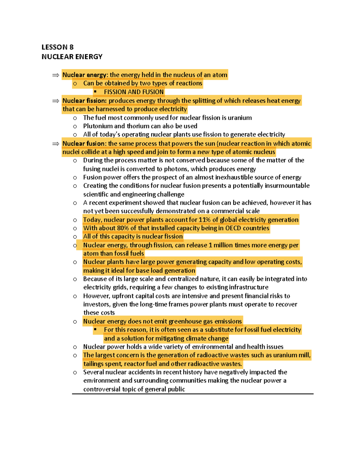 Lecture Notes: Nuclear Energy & Pollution (Lessons 8-12) - Studocu