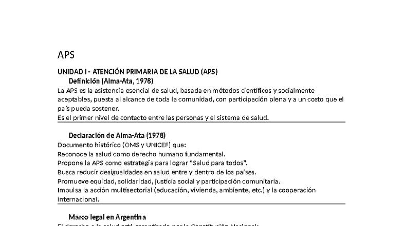 APS III Resumen: Atención Primaria de la Salud y Programas Nacionales - Studocu