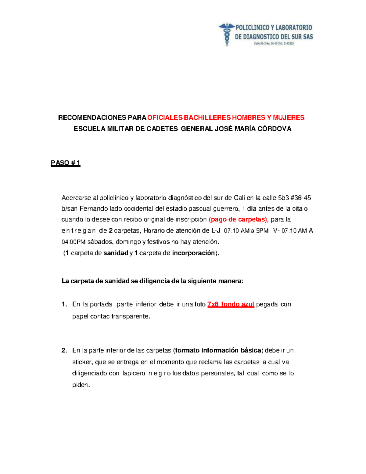Recomendaciones para Oficiales Bachilleres - Escuela Militar 2025 - Studocu