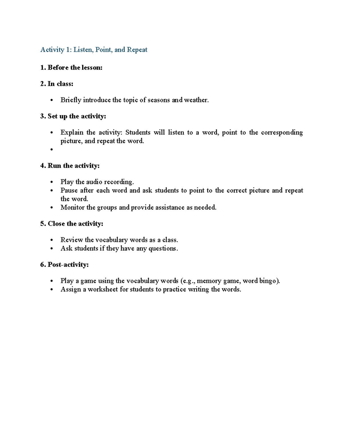 Nguyen Son Ha-22662551-Part2 - Activity 1: Listen, Point, and Repeat 1 ...