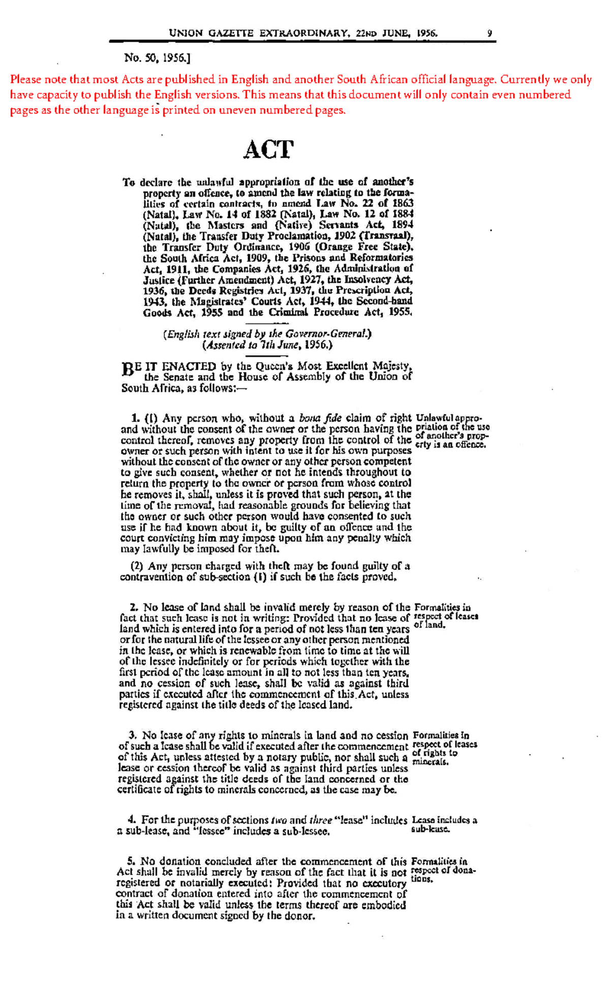 General Law Amendment Act 50 of 1956: Key Provisions and Changes - Studocu