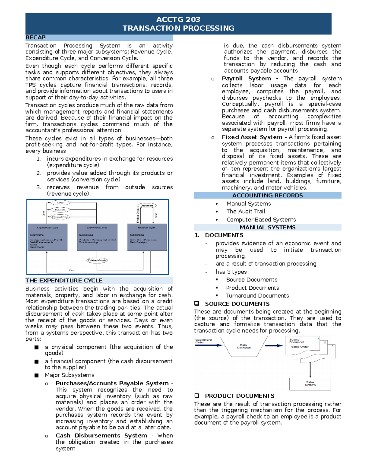 Acctng 203 Notes On Accounting Information Systems Ais Studocu