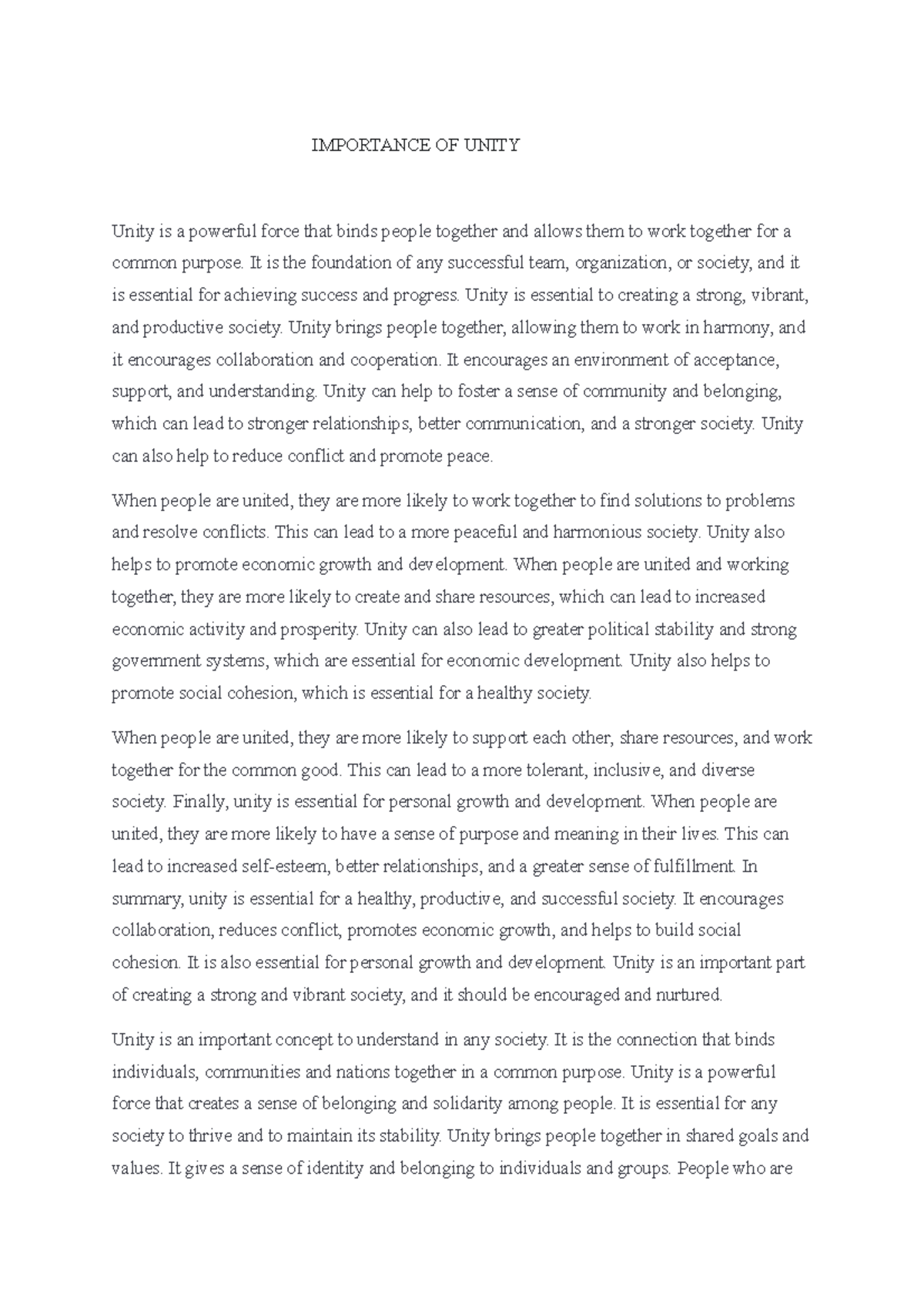 The Significance of Unity in Society: Building Stronger Communities ...