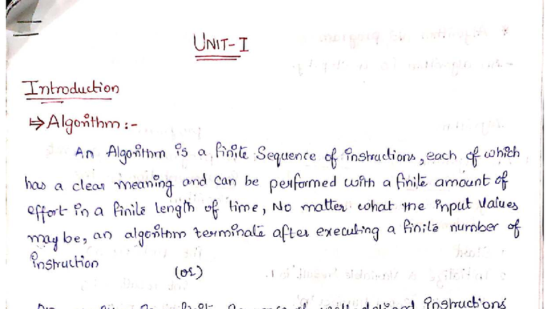 DAA Unit 1 Part 1 - Introduction to Algorithms and Complexity - Studocu