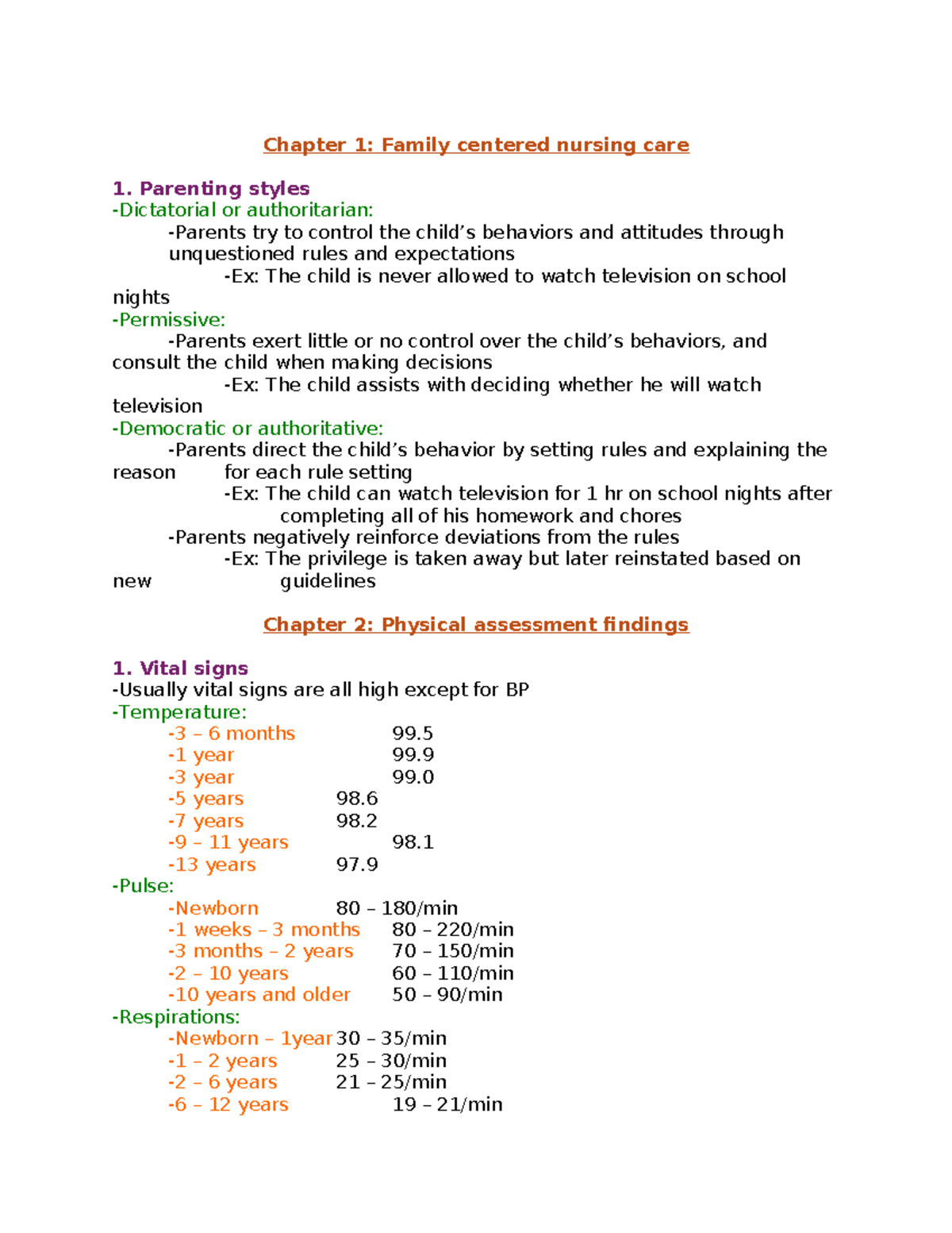 ATI STU - Lecture Notes: Family-Centered Nursing Care & Physical ...