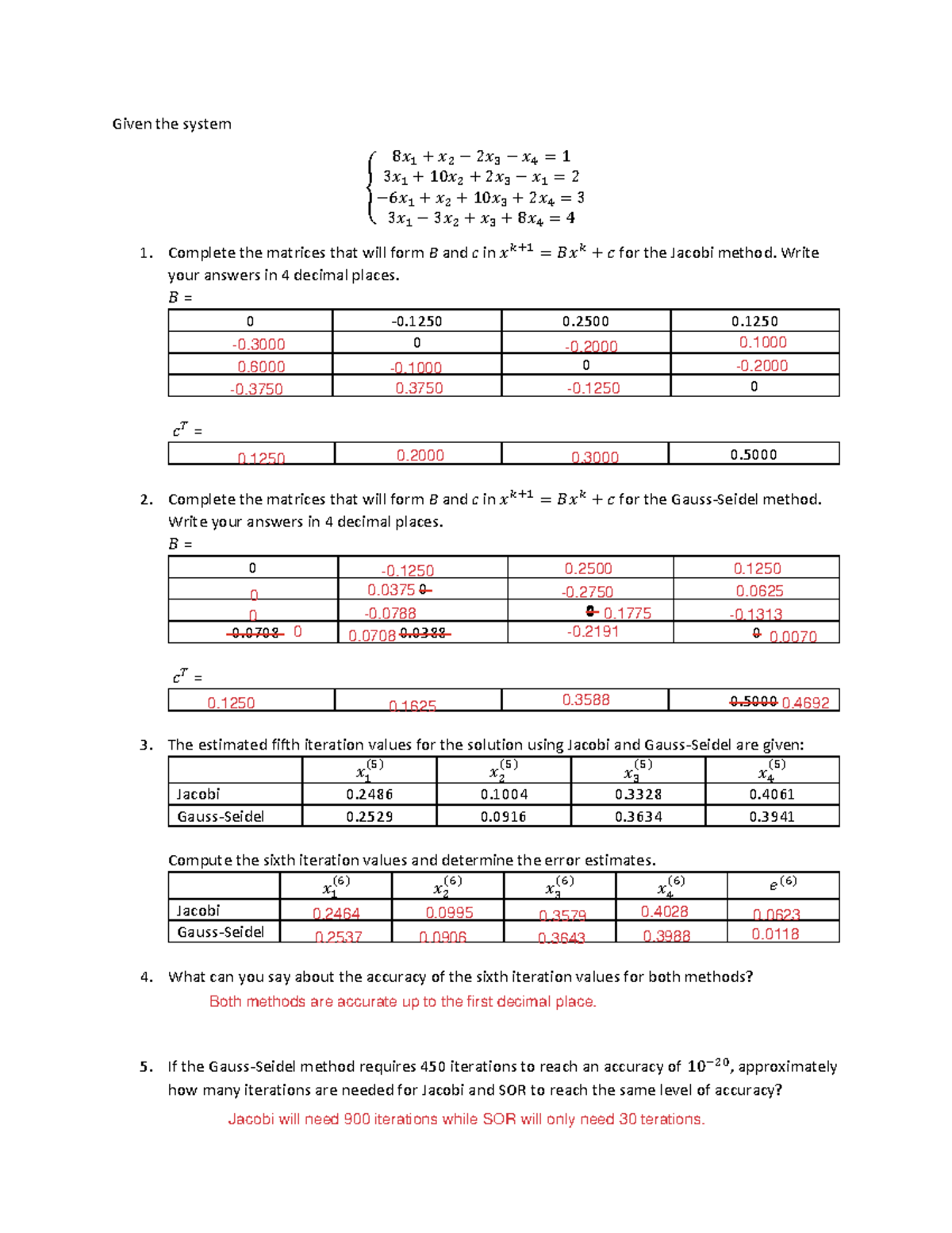 Iterative Methods Practice Problems: Solutions & Analysis - Studocu
