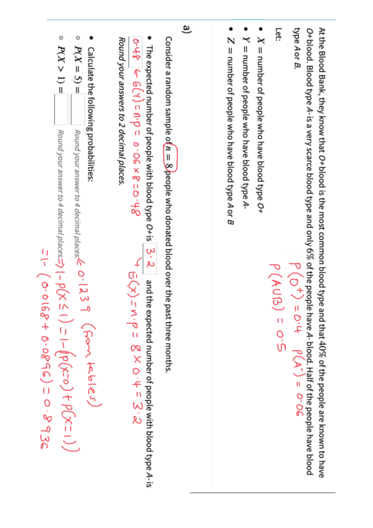 Semester TEST Review: Blood Type Probabilities and Chirp Rate Analysis ...
