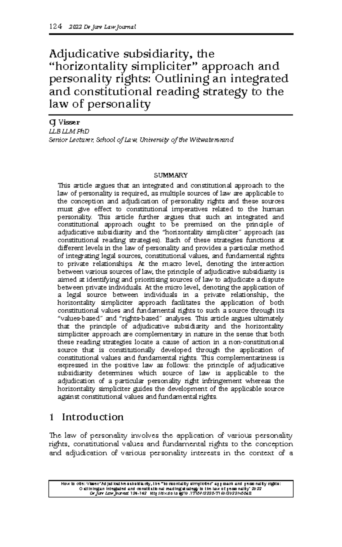 Adjudicative Subsidiarity & Horizontality in Personality Rights - 2022 ...