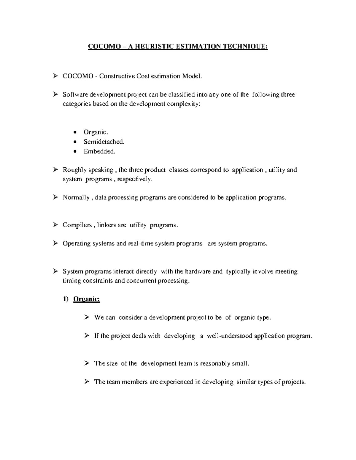 COCOMO - Heuristic Estimation Techniques for Software Development - Studocu
