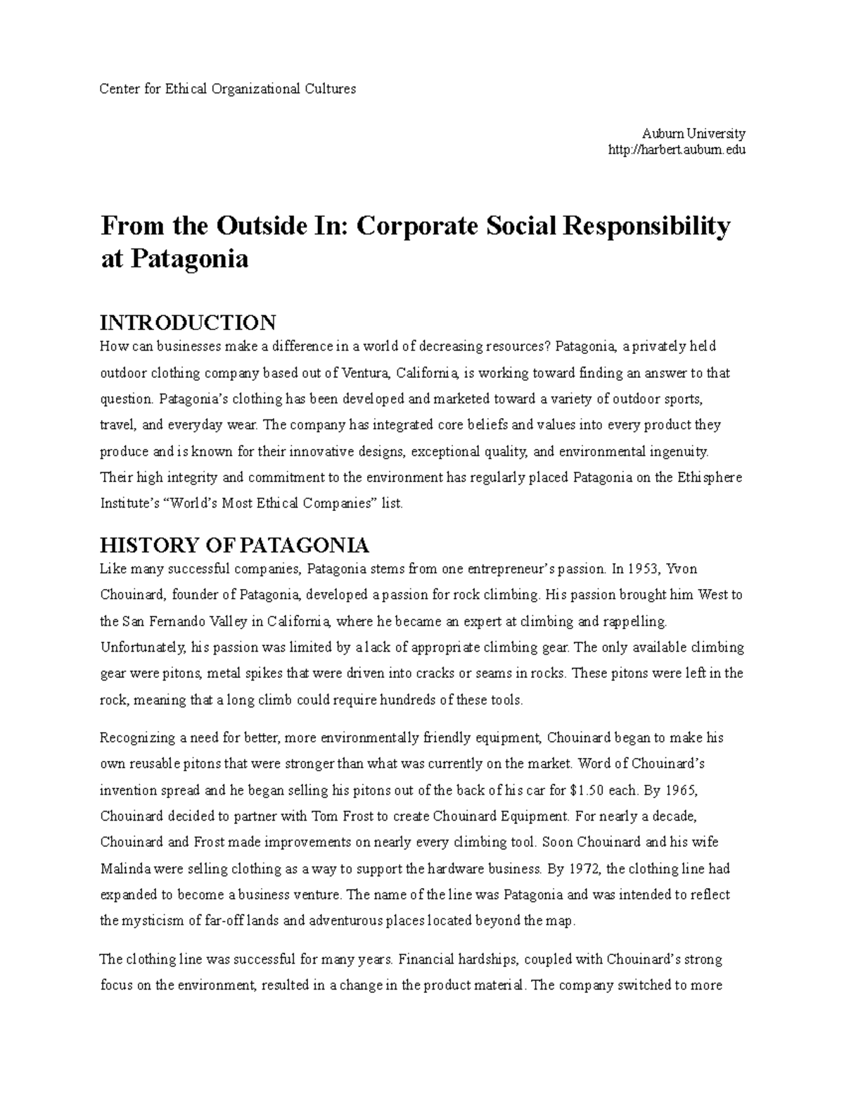 Corporate Social Responsibility at Patagonia: A Case Study Analysis ...