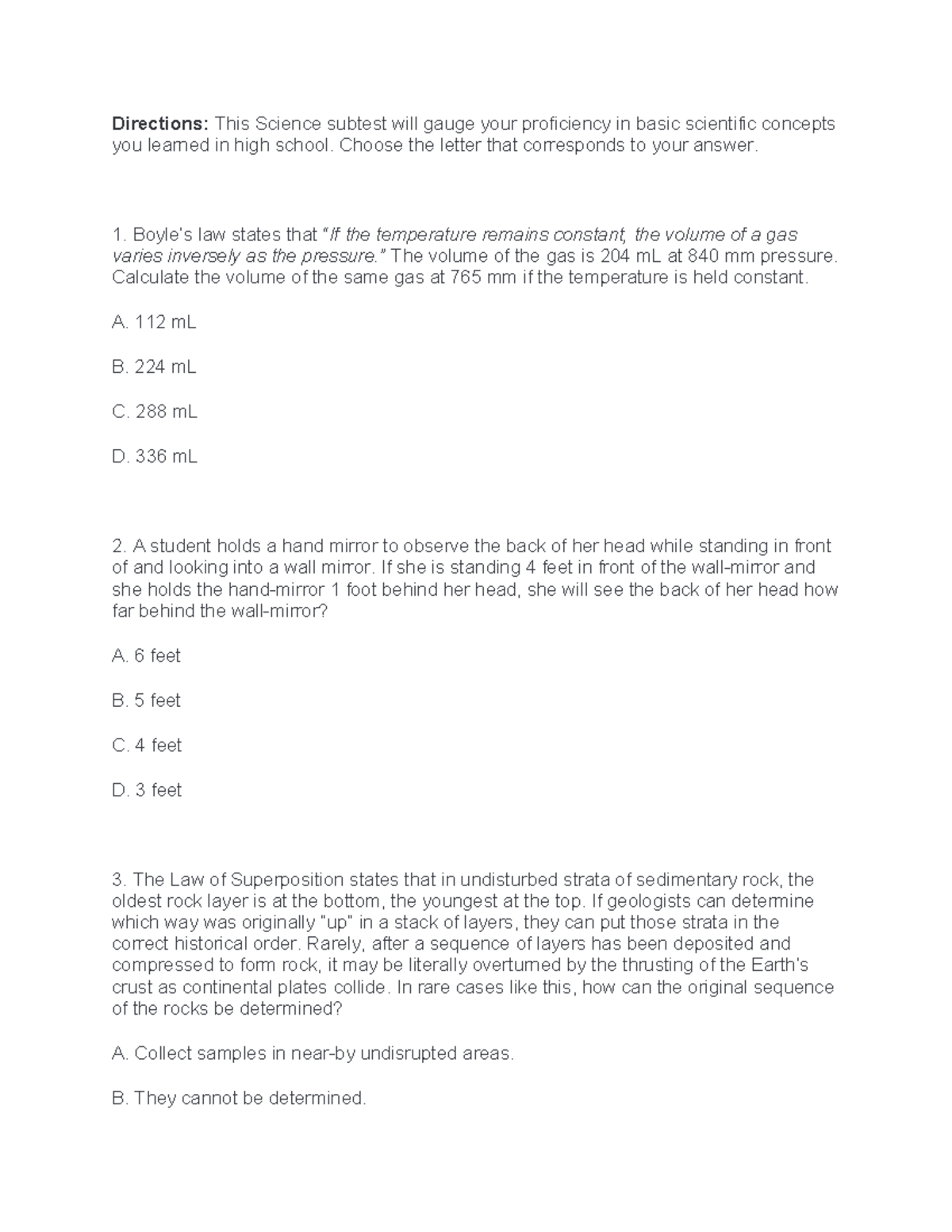 Science Practice Test 1: High School Concepts Review - Studocu