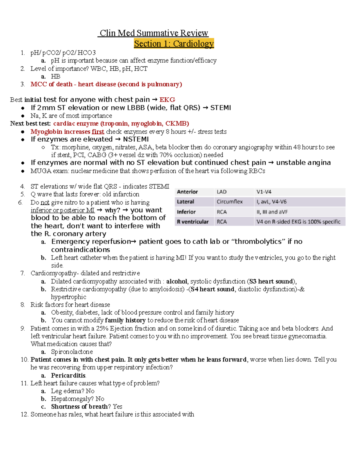 Clinical Medicine Summative Review - Clin Med Summative Review Section ...