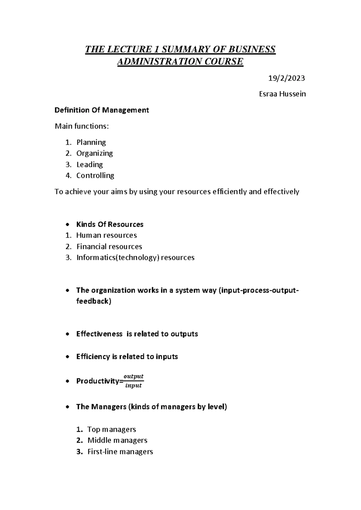 Lec1 - Principles Of Business lecture 1 - Course: Business ...