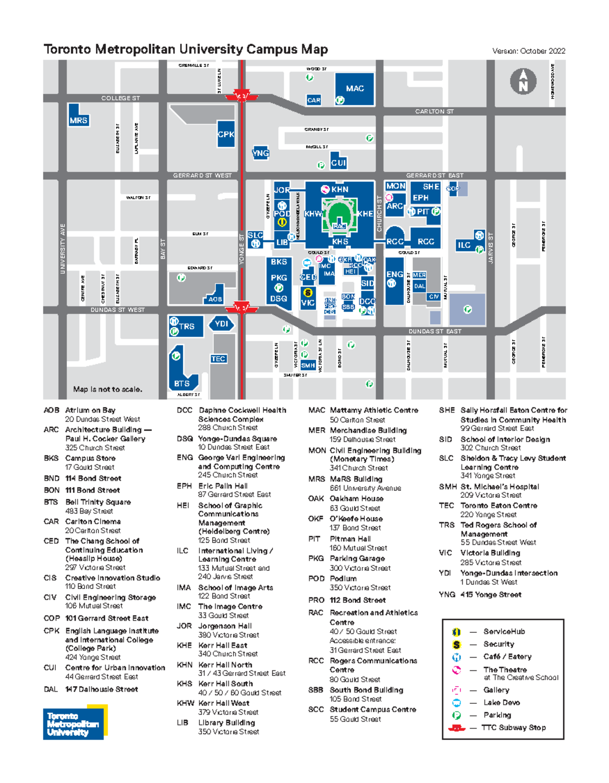 Campus map - Toronto Metropolitan University Campus Map Version ...