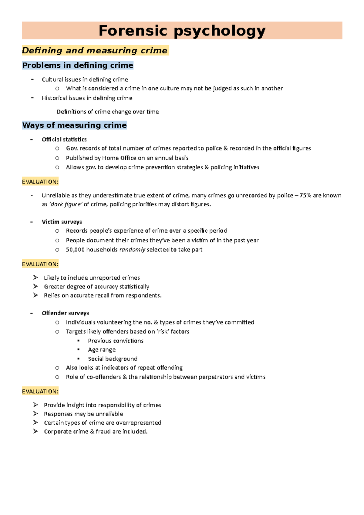 Forensic psychology revision - Forensic psychology Defining and ...