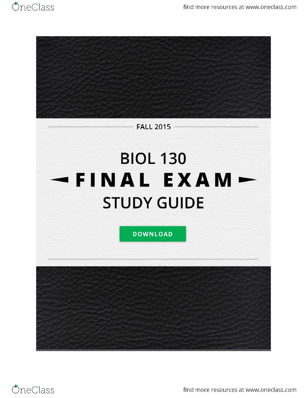 BIOL 130 - Final Exam Review Study Guide: Key Concepts & Cellular ...