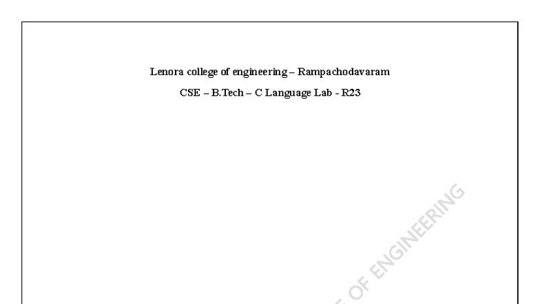 CSE B.Tech C Language Lab R23: Essential Commands & Tutorials - Studocu