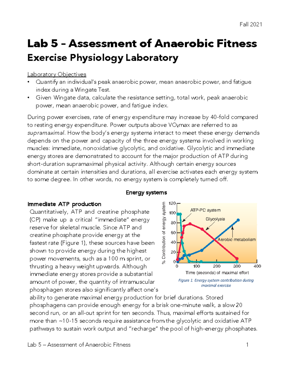 Lab 5: Assessment of Anaerobic Fitness via Wingate Test - Studocu