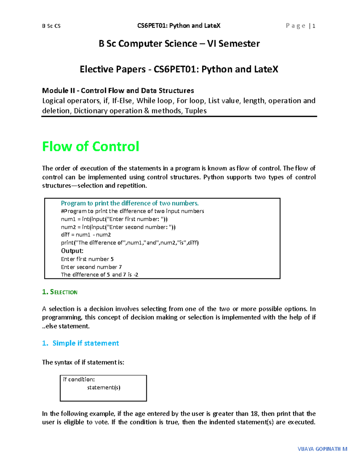 CS6PET01: Python Notes on Control Flow & Data Structures - Studocu
