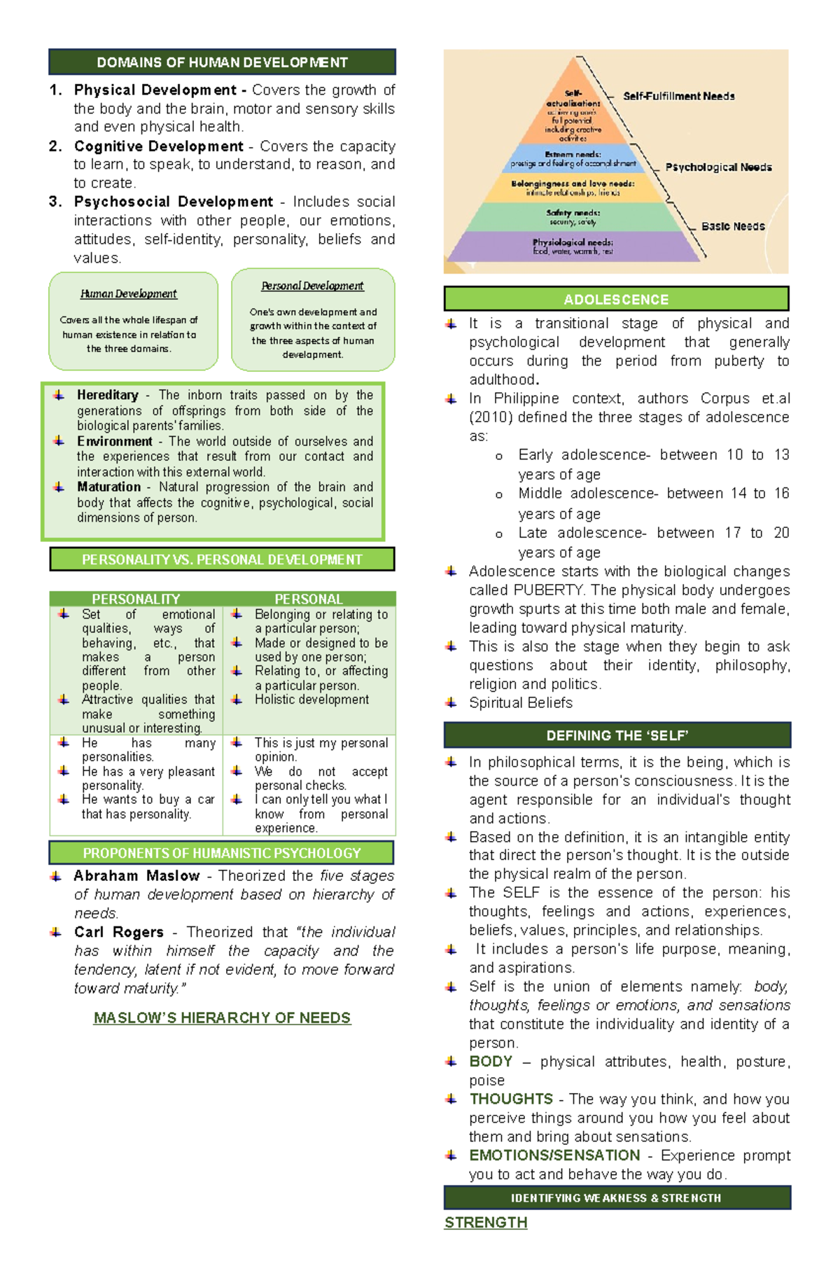 PERDEV 101: Comprehensive Review on Human Development Stages - Studocu