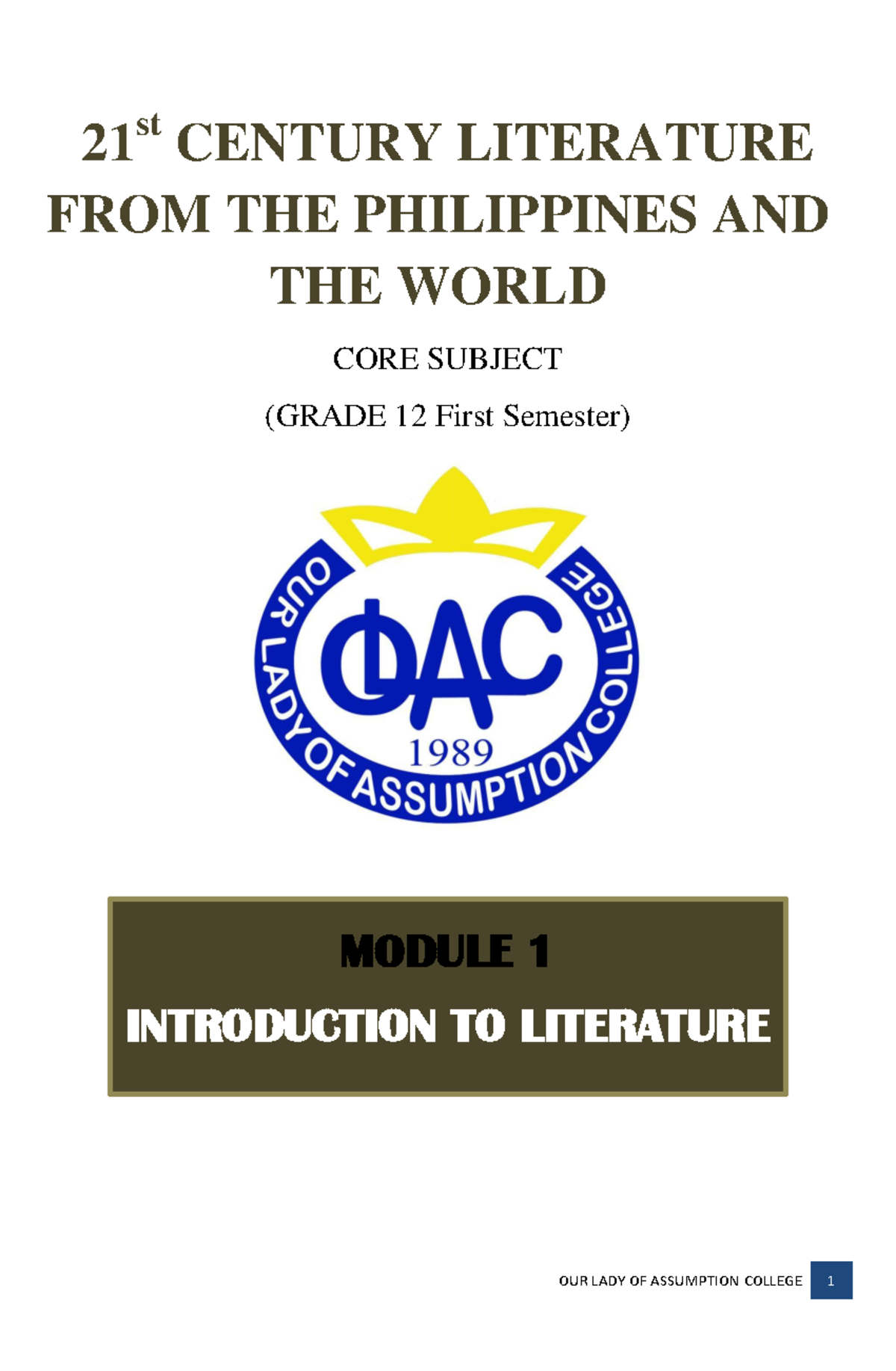 21ST Century Literature Module 1 - 21 st CENTURY LITERATURE FROM THE ...
