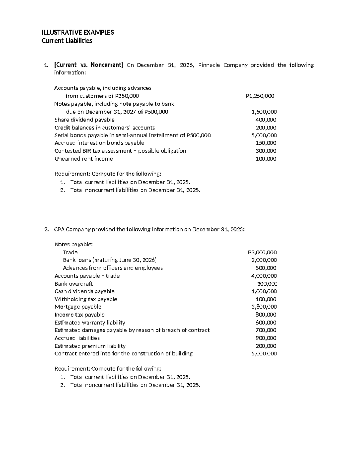 Illustrative Examples of Current Liabilities (ACCT 101) - Studocu