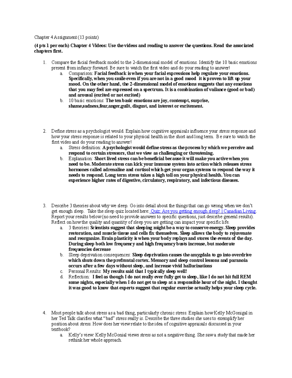 Chapter 4 Assignment - Professor Kondrad - Chapter 4 Assignment (13 ...