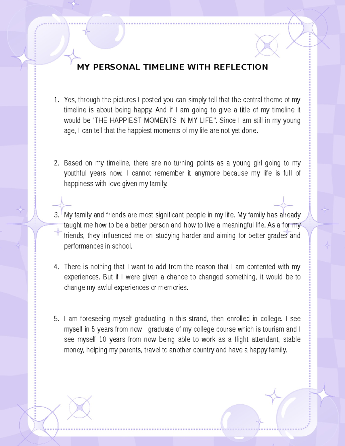 Reflection: The Happiest Moments in My Life - Studocu