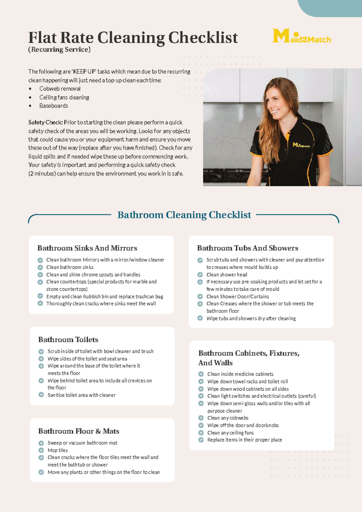 Recurring Service Flat Rate Cleaning Checklist: Essential Tasks - Studocu