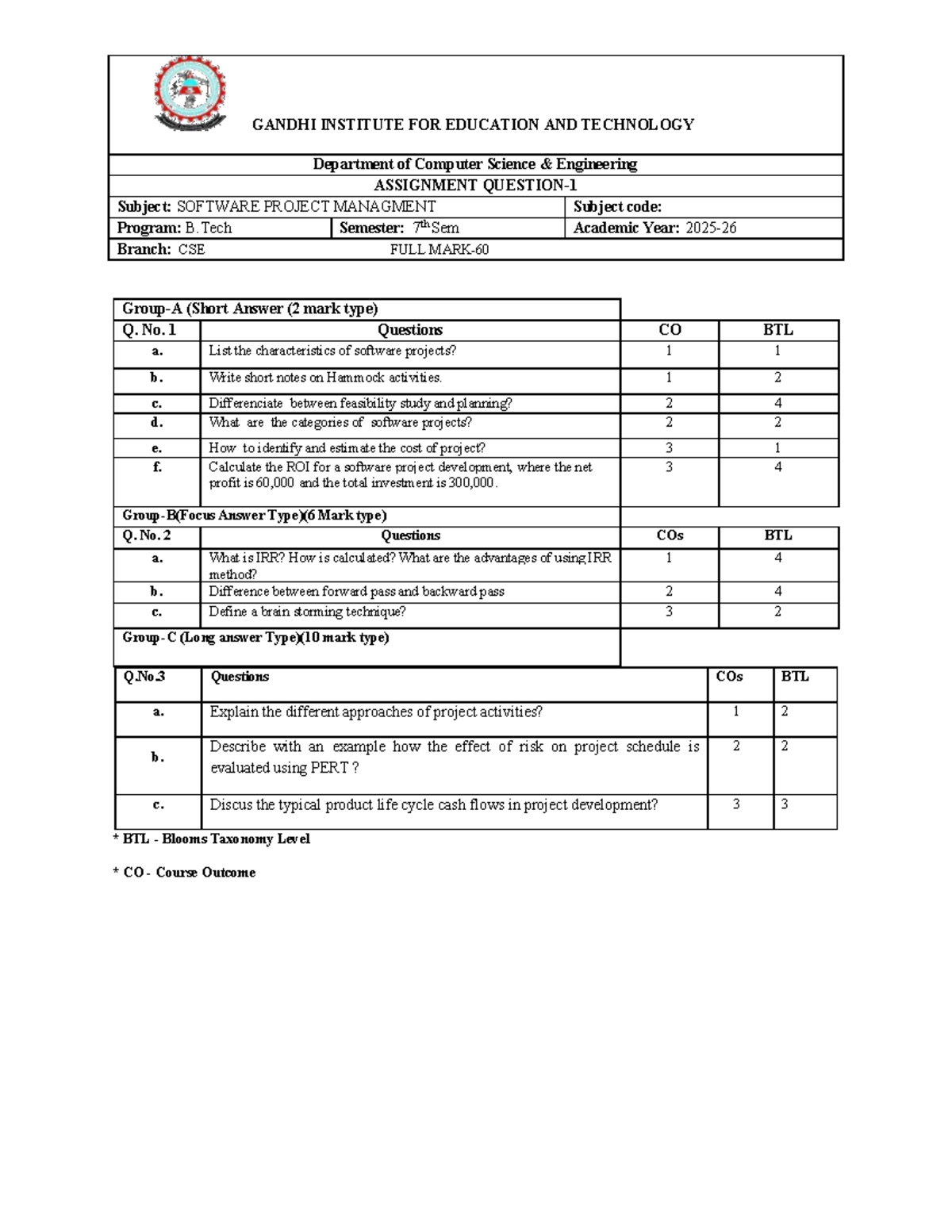 SPM Assignment 1 - Short Answer & Long Answer Questions (CSE 7th Sem) - Studocu
