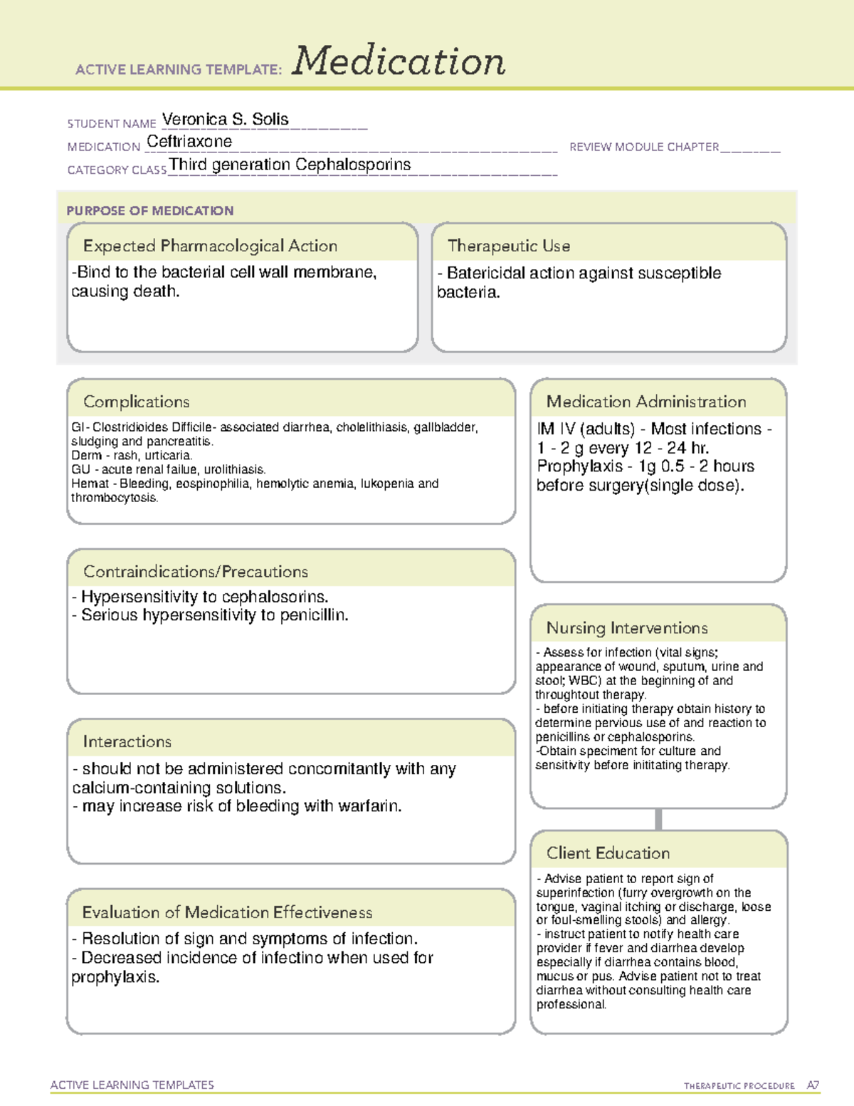 Ceftriaxone - ACTIVE LEARNING TEMPLATES TherapeuTic procedure A ...