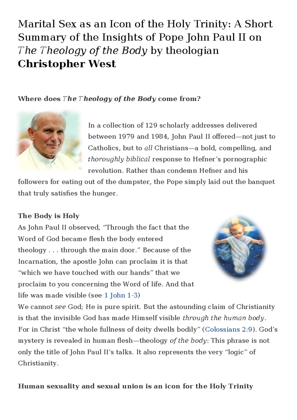 Homework - JPII Theology of the Body: Insights on Marital Sex and the ...