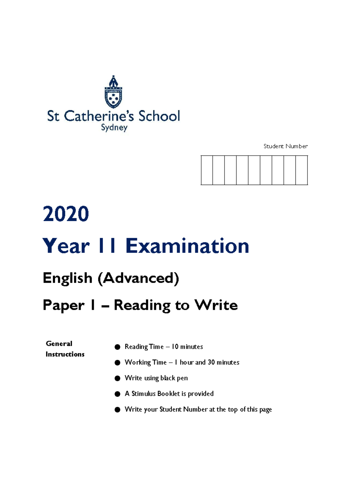 2020 HSC English (Adv) Paper 1 Reading to Write Exam Guide - Studocu