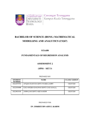 STA250 - group project - UNIVERSITI TEKNOLOGI MARA KAMPUS RAUB, PAHANG STA250 FUNDAMENTAL OF ...
