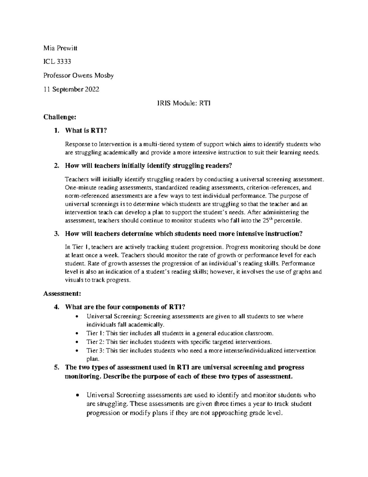 ICL 3333: Understanding the IRIS Module on RTI and Assessment ...