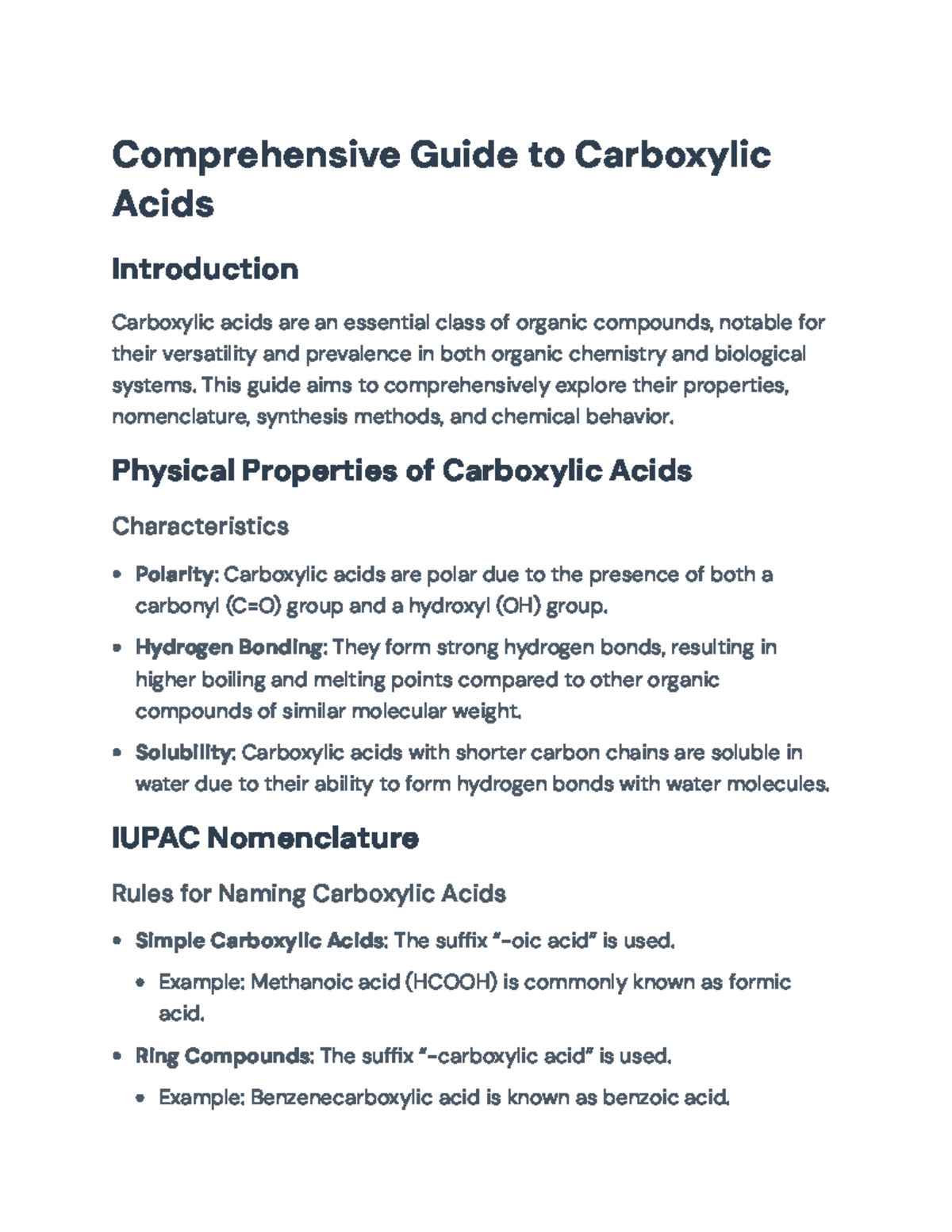 Comprehensive Guide to Carboxylic Acids: Properties, Synthesis & Reactions - Comprehensive Guide ...
