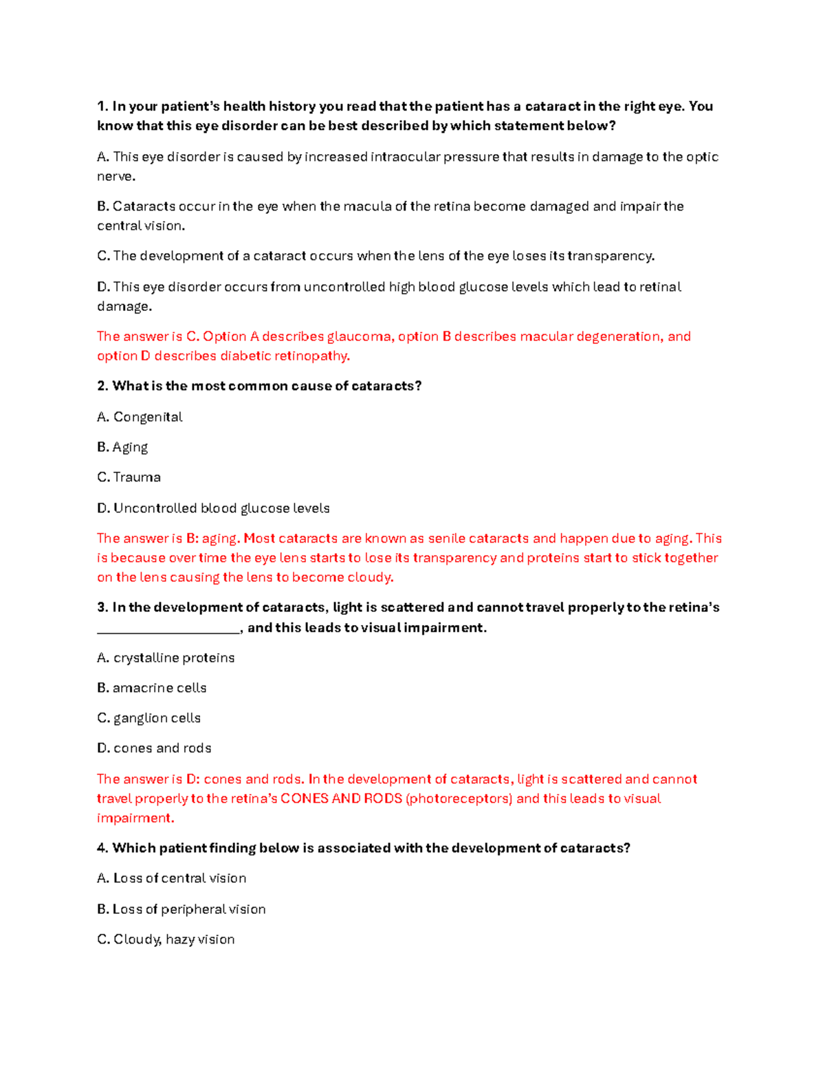 Cataracts - Q&A Study Guide for Nursing Students: Key Insights and ...