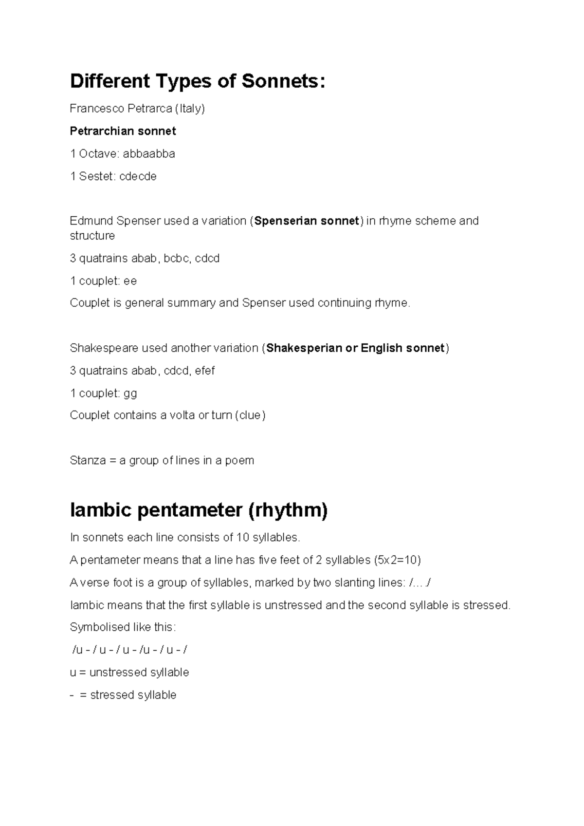 Sonnets Summary and Structure - 2022 Analysis of Types and Patterns ...
